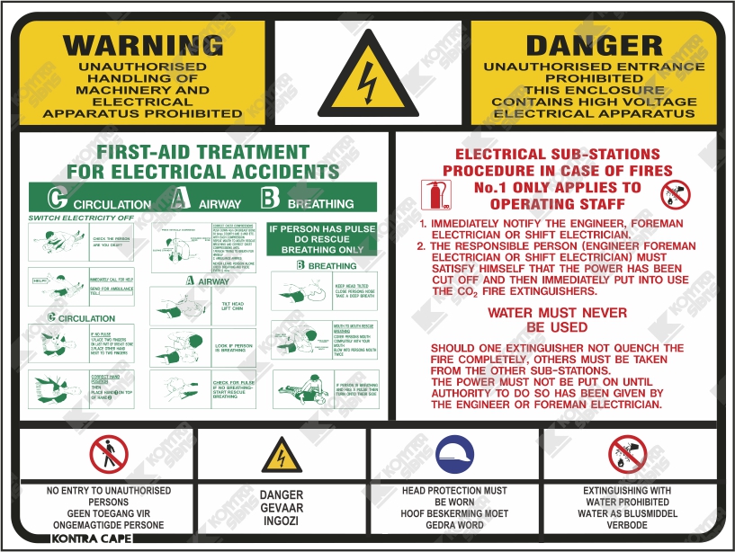 WC661 – Substation Combination sign – English | Kontra Signs